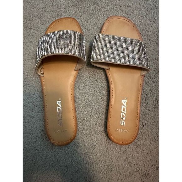 Soda | Shoes | Womens Soda Rhinestone Slide Sandals Silver Size 85 ...